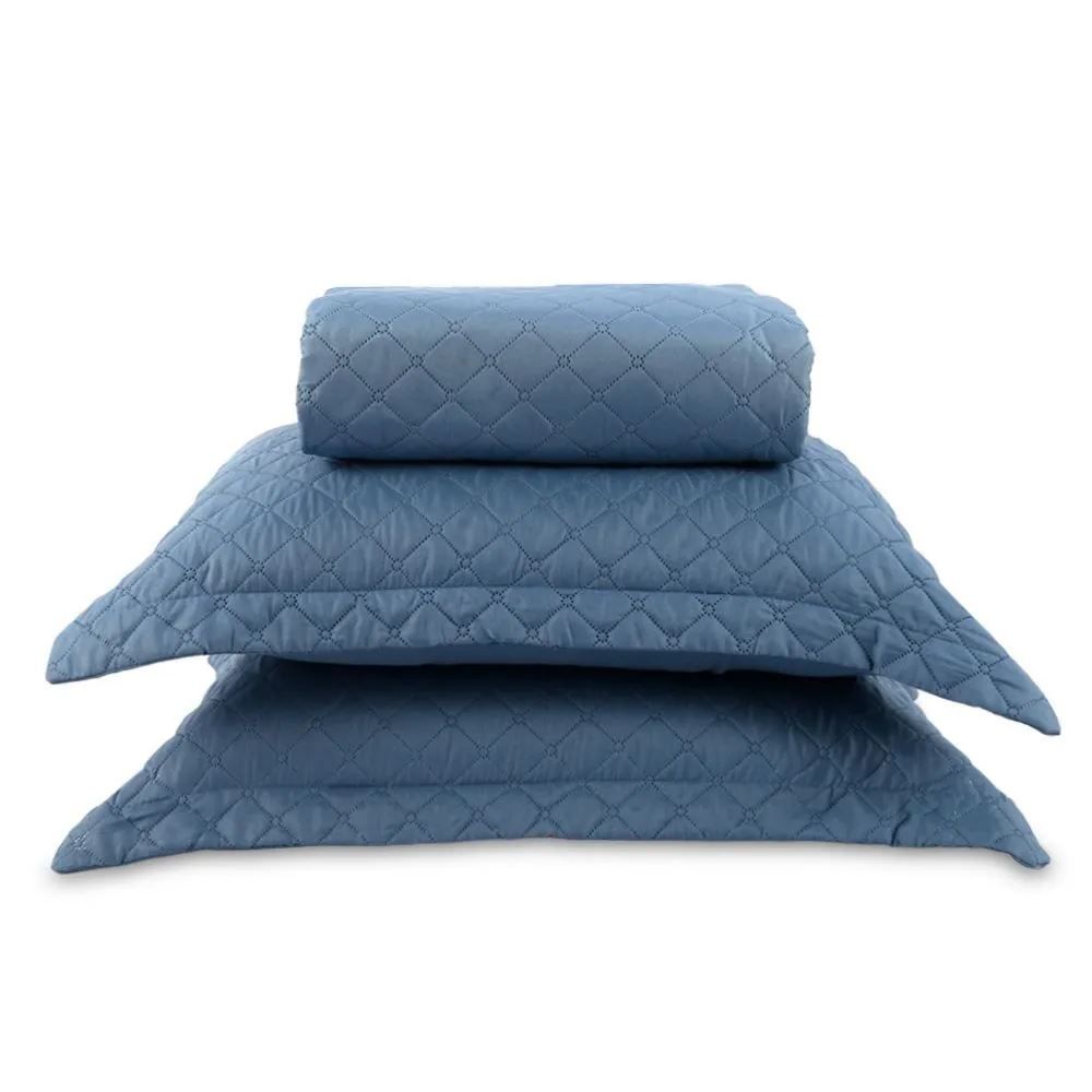 Kit Colcha Queen Versalhes Lisa Havan Casa 3 pçs - Azul
