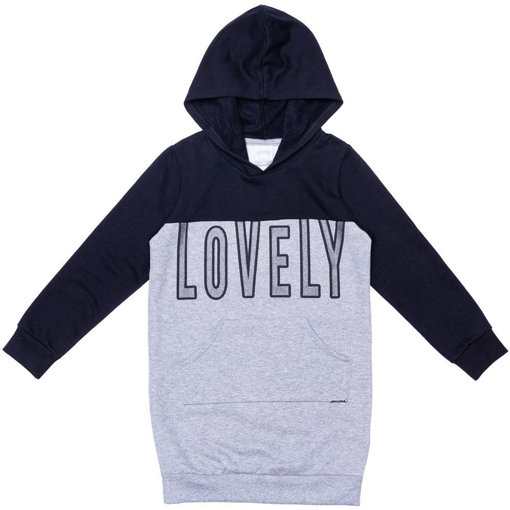 Vestido 4 a 10 anos Moletom Felpado Glitter + Capuz Alakazoo Preto